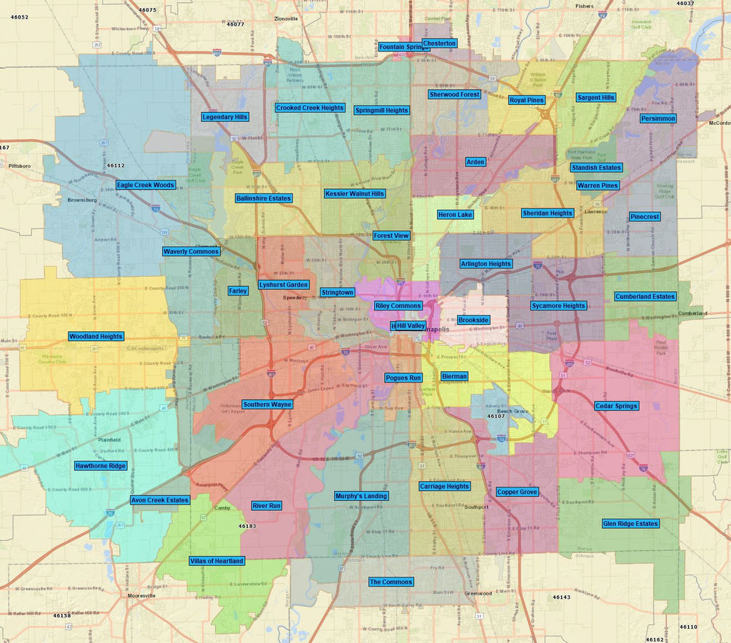 RealZips GeoData - Indianapolis Indiana Neighborhoods - by Zip ...