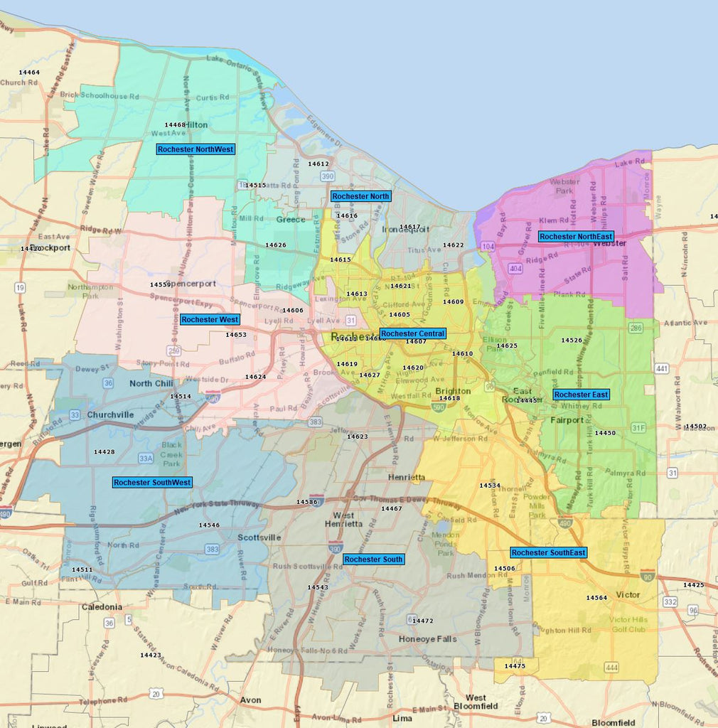RealZips GeoData - Rochester New York Neighborhoods - by Zip – RealDatasets